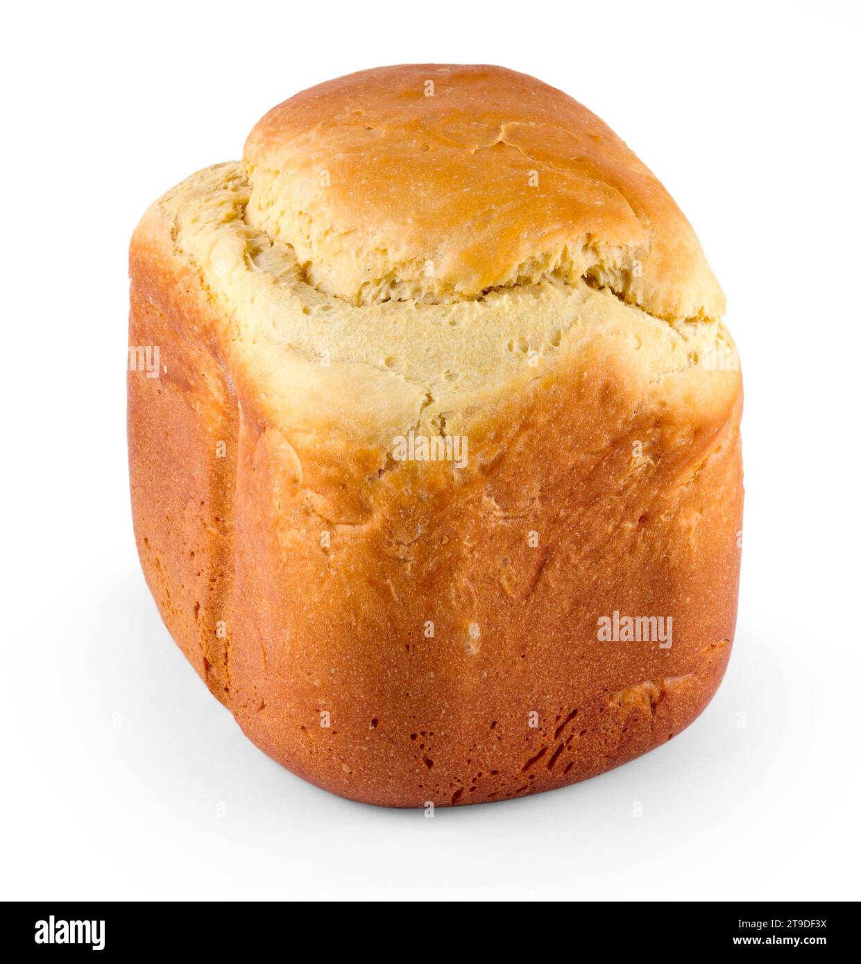 Homemade White Bread Cooked In A Breadmaker Isolated On White