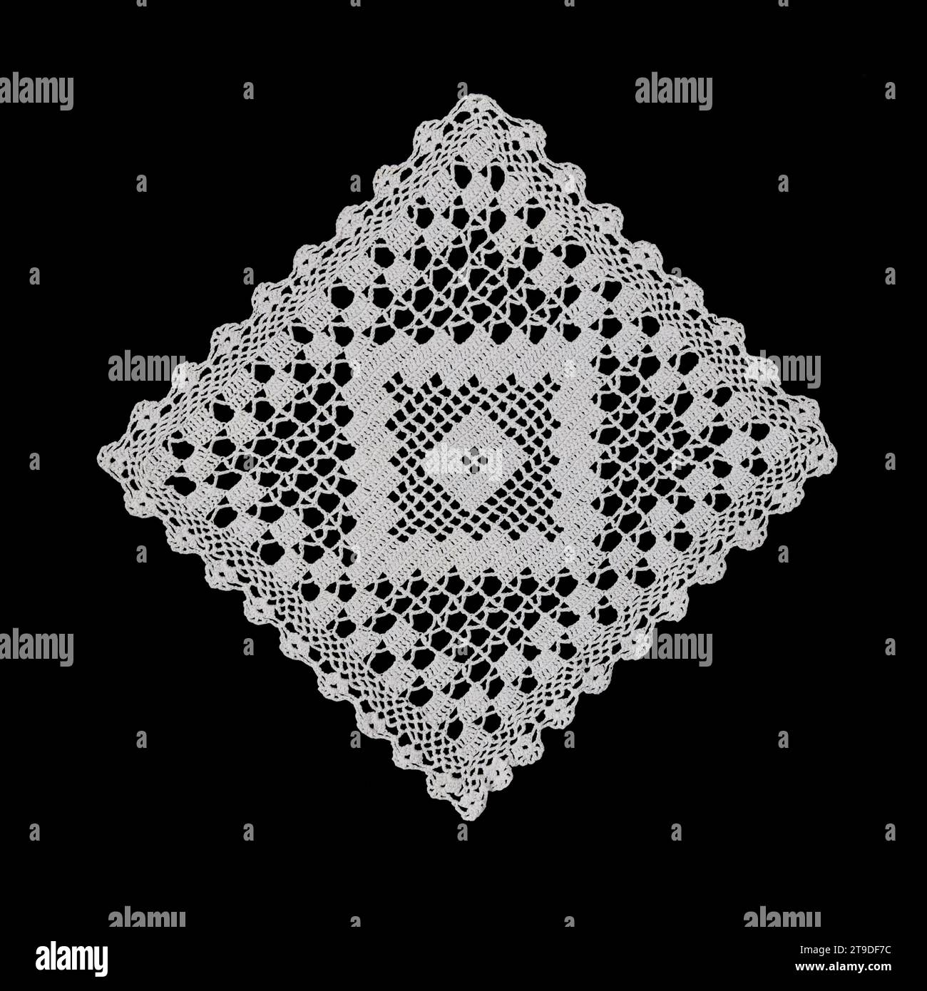 Beautiful old napkin embroidery of white thread handmade on dark ...