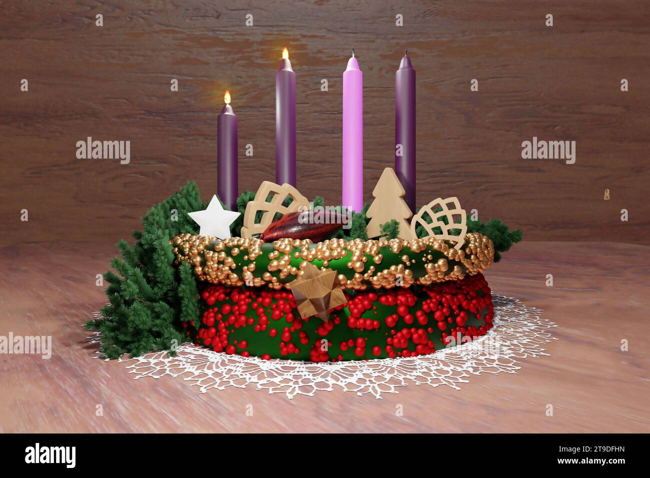 Advent wreath. Second Sunday Stock Photo - Alamy