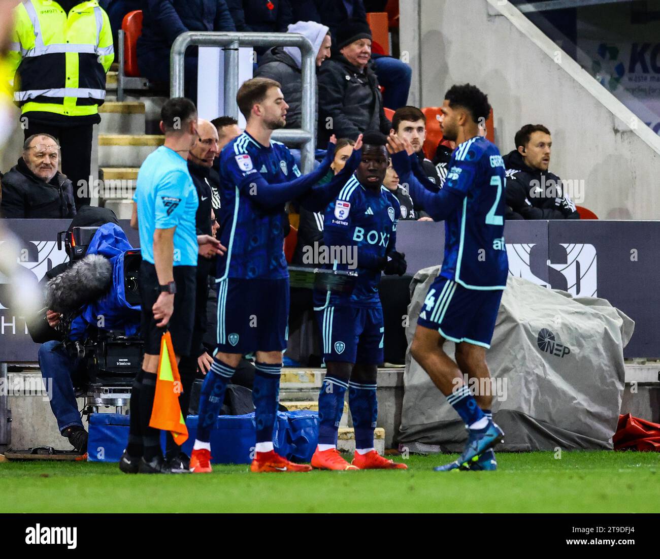 Rotherham, UK. 24th Nov, 2023. Georginio Rutter of Leeds United is ...