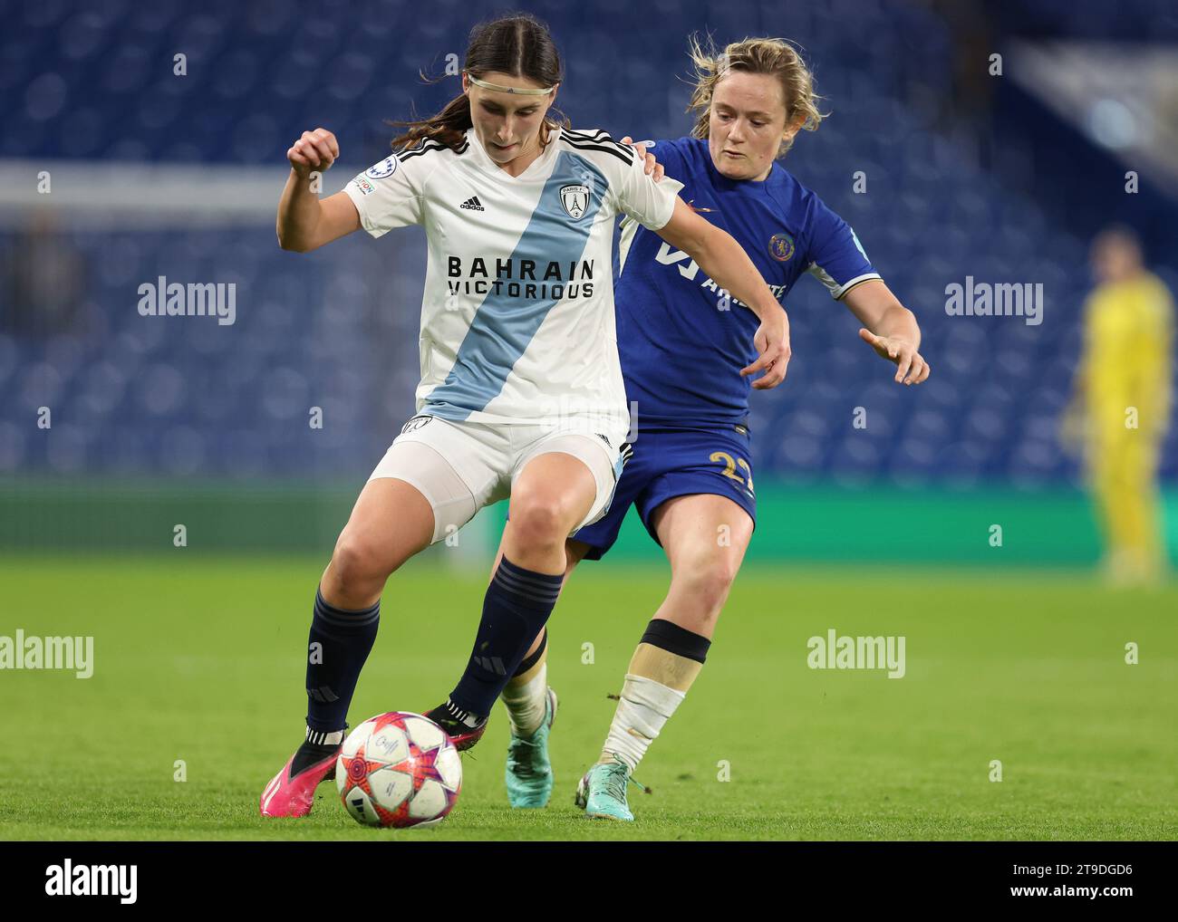 London, UK. 23rd Nov, 2023. Kaja Korošec of Paris FC and Erin Cuthbert ...