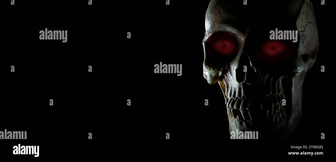 Human skull red eyes hi-res stock photography and images - Alamy