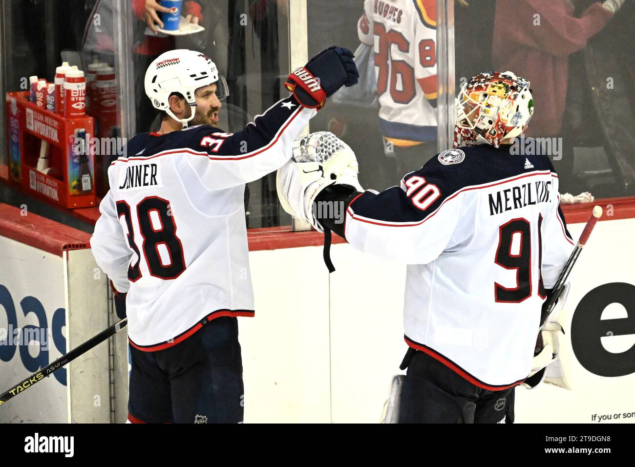 Columbus Blue Jackets center Boone Jenner (38) celebrates with ...