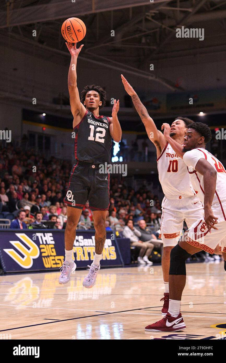 SAN DIEGO, CA - NOVEMBER 24: Oklahoma Sooners guard Milos Uzan (12 ...