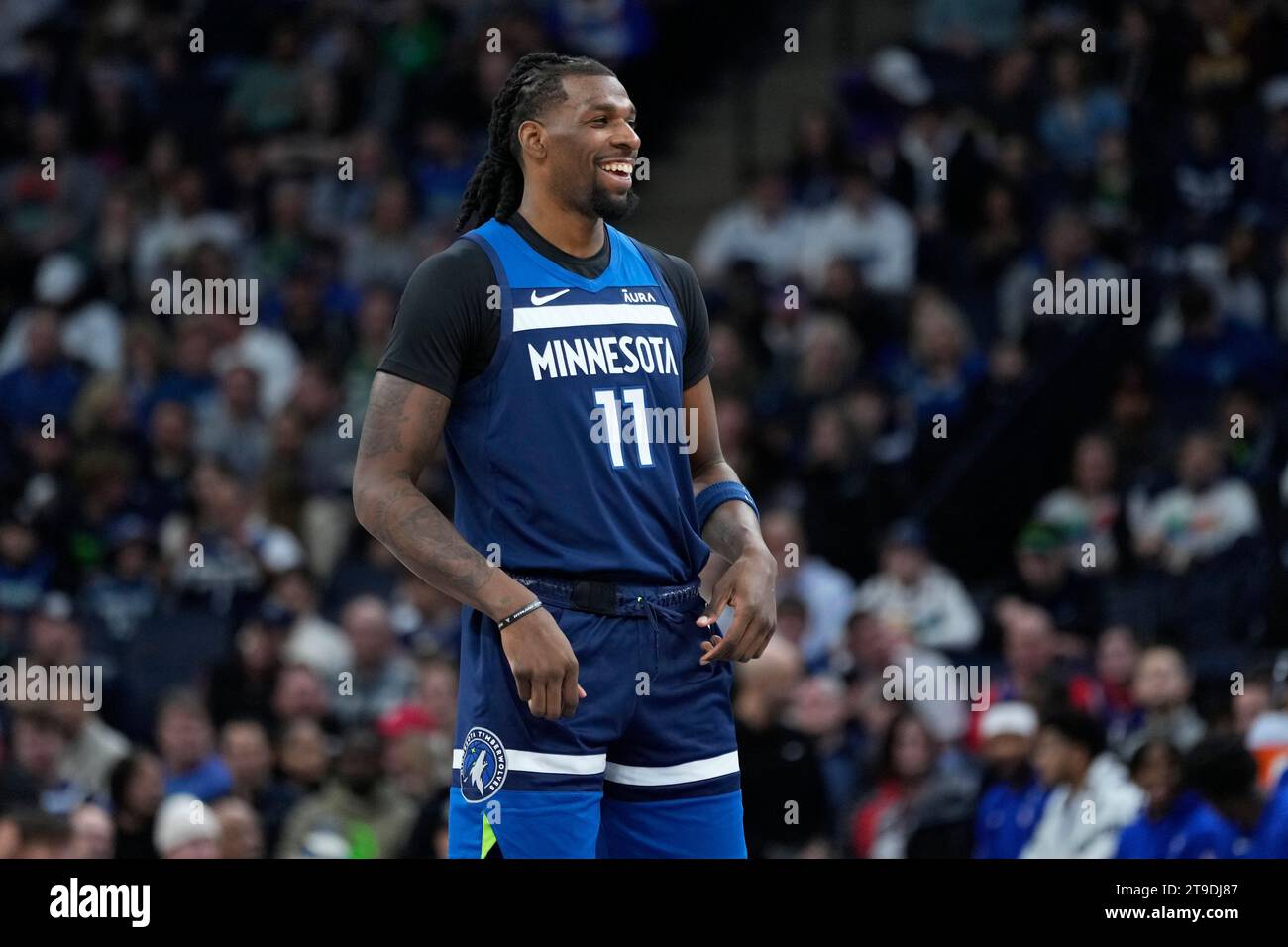 Minnesota Timberwolves center Naz Reid (11) stands on the court during ...