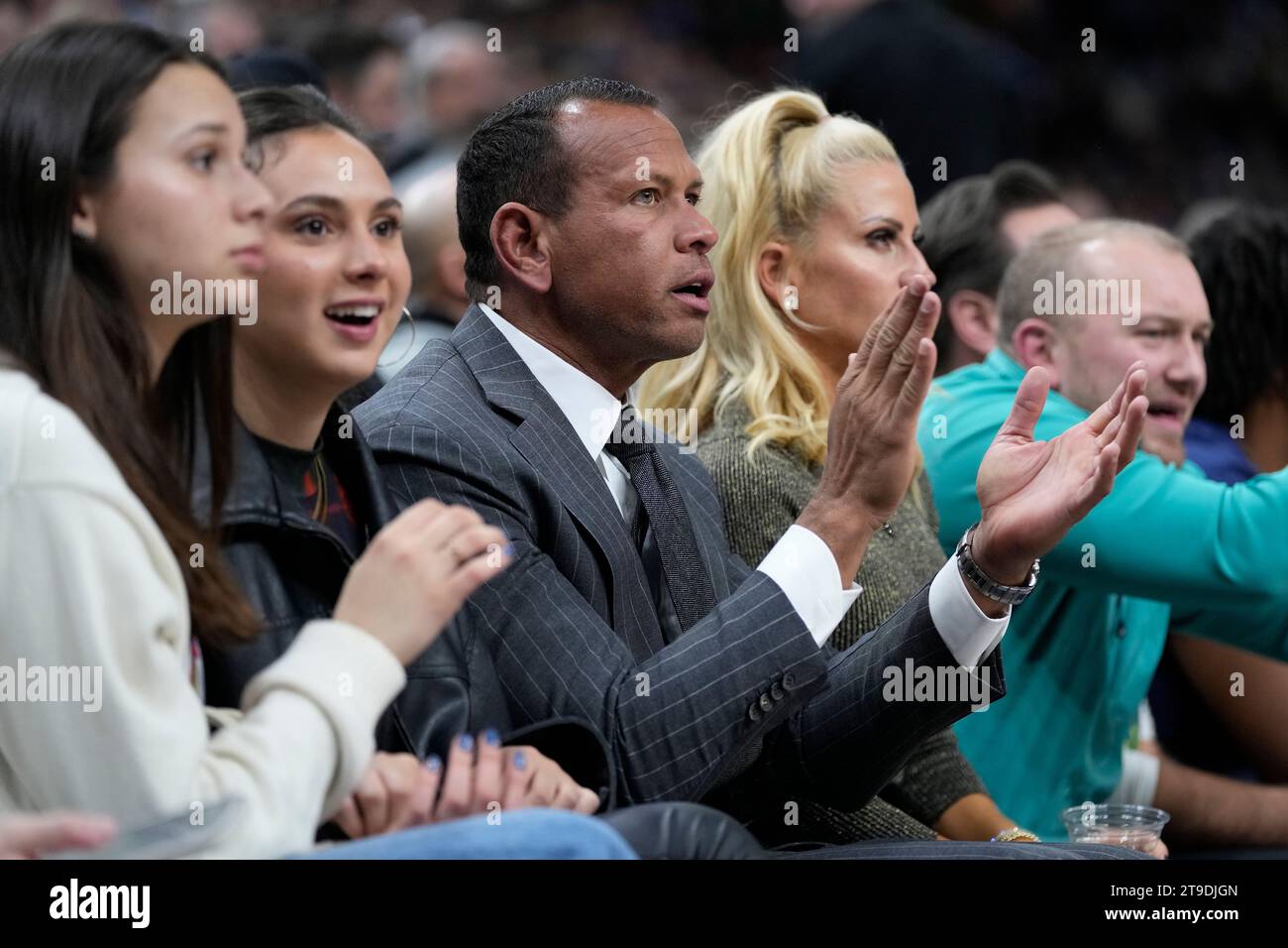 Minnesota Timberwolves co owner Alex Rodriguez claps during the first ...