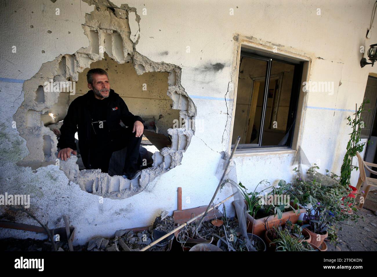 Mhaibib Lebanon 24th Nov 2023 A Man Is Seen Inside A House Damaged mhaibib-lebanon-24th-nov-2023-a-man-is-seen-inside-a-house-damaged