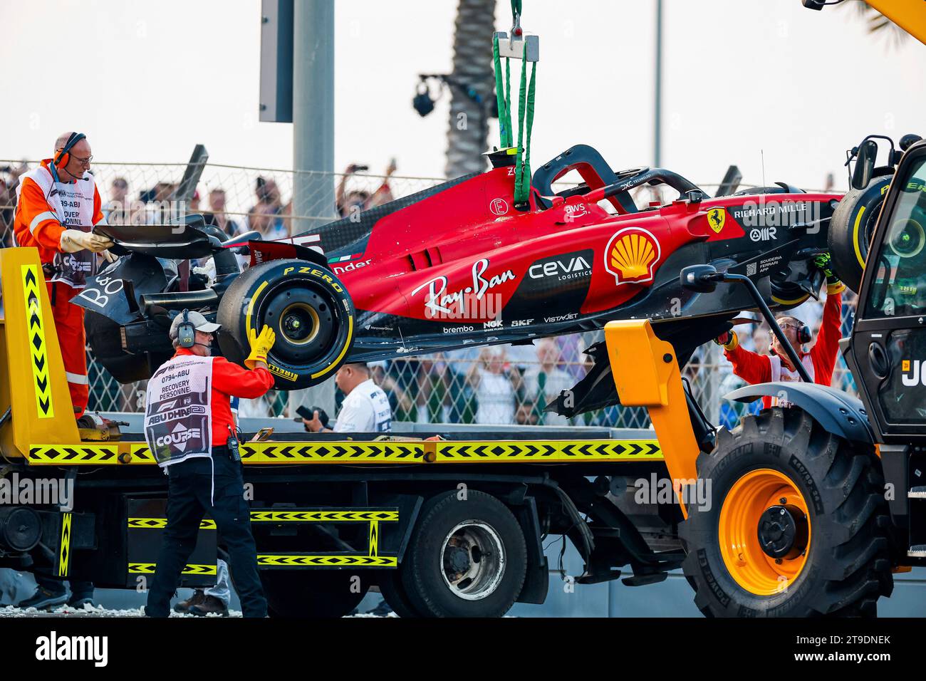 Abu Dhabi, United Arab Emirates. 24th Nov, 2023. Damaged car of #55 ...