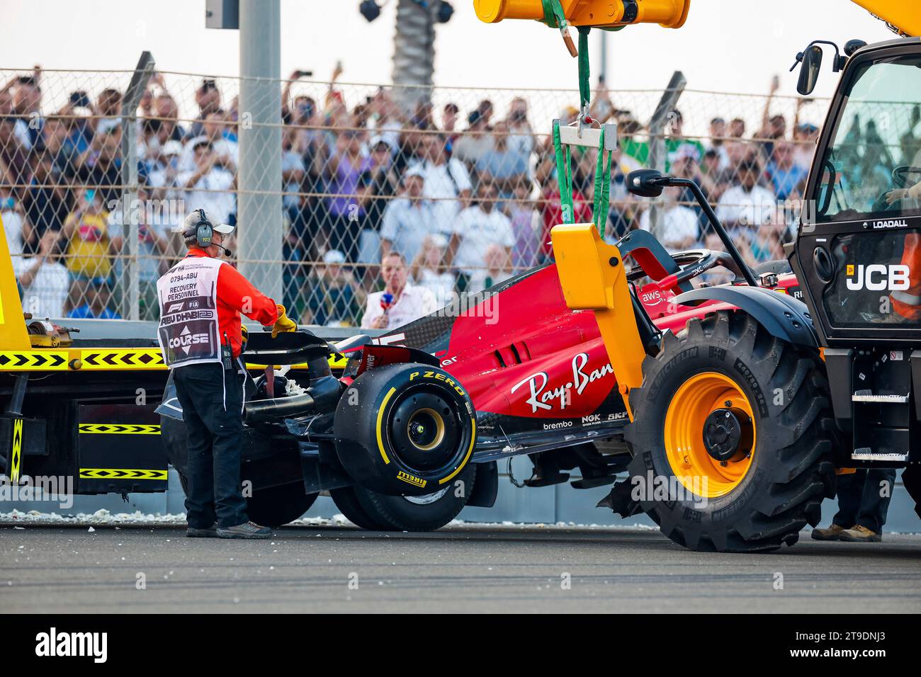 Abu Dhabi, United Arab Emirates. 24th Nov, 2023. Damaged car of #55 ...