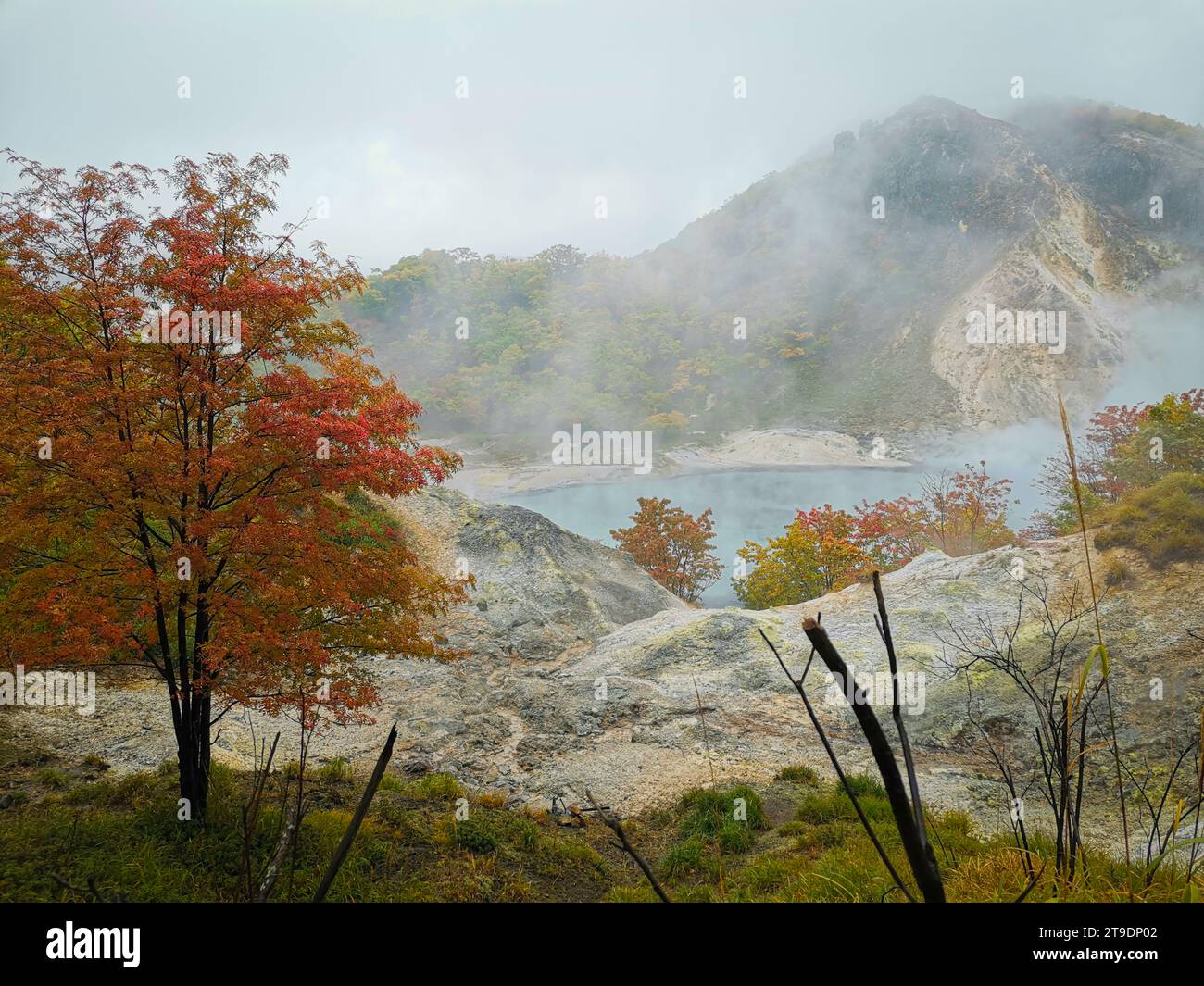 Jigokudani or Hell Valley ,Noboribetsu Onsen, hot steam vents ...