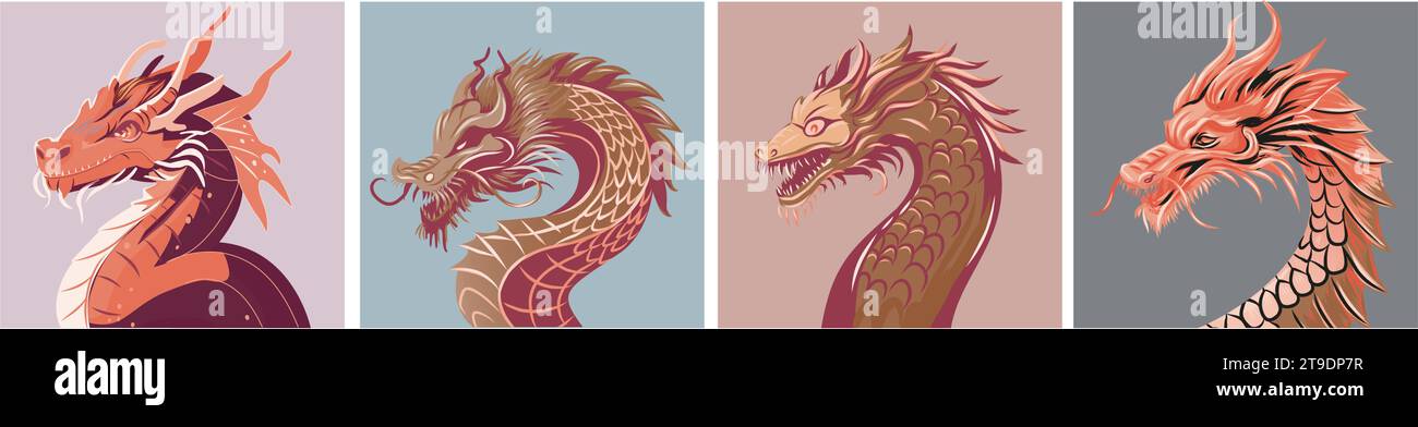 vector dragon collection. Set of Chinese New Year symbol - dragon ...