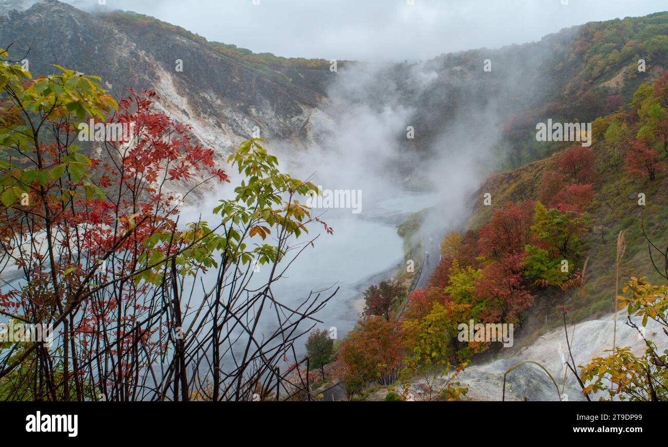 Jigokudani or Hell Valley ,Noboribetsu Onsen, hot steam vents ...
