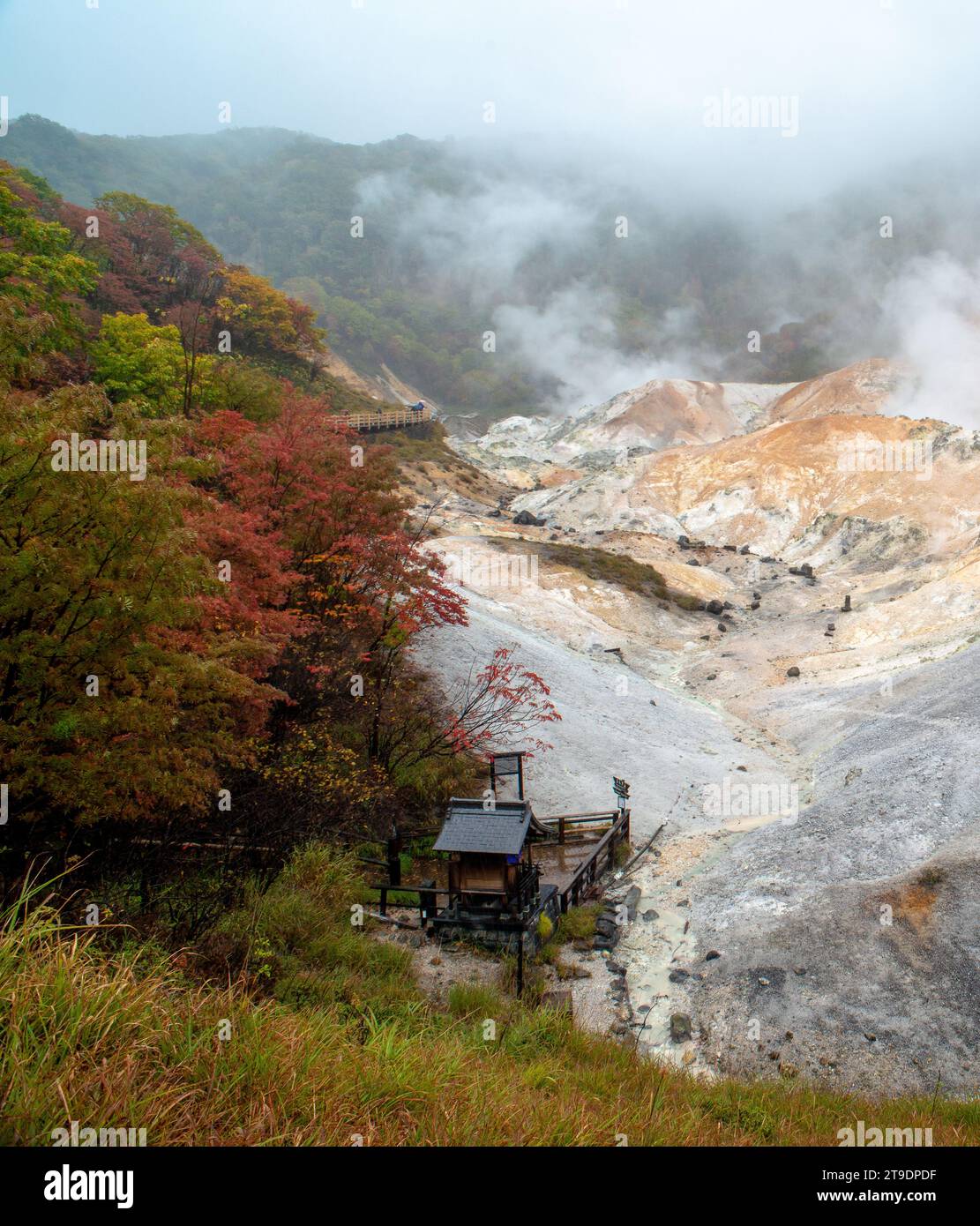 Jigokudani or Hell Valley ,Noboribetsu Onsen, hot steam vents ...