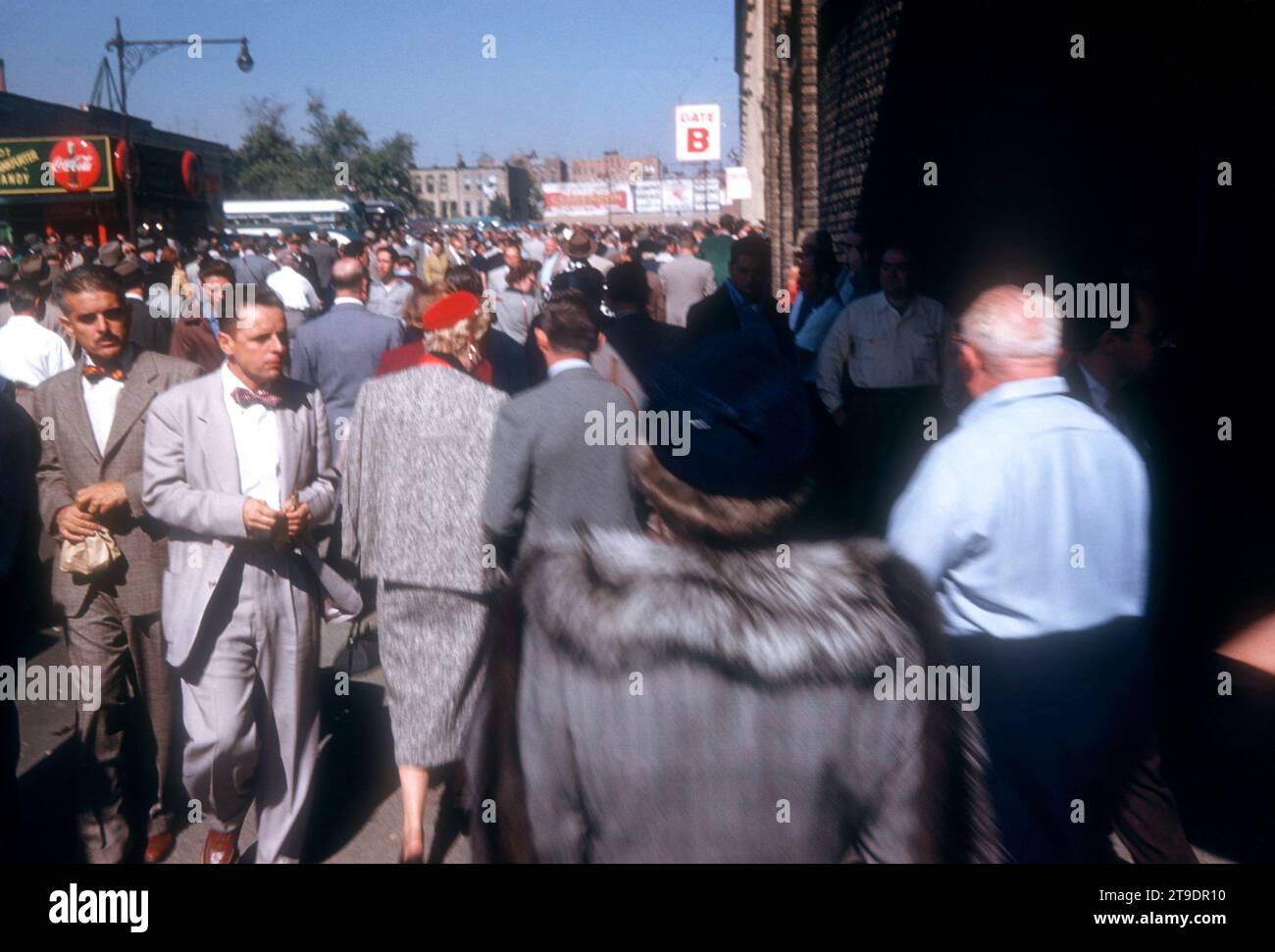 BOSTON, MA - 1950'S: General view of fans outside of Fenway Park before ...