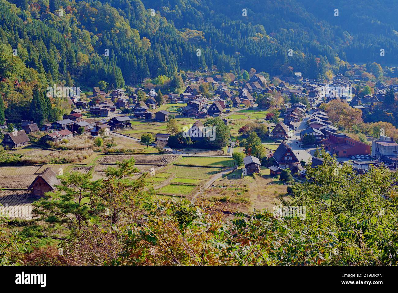 Shirakawa-go (ogimachi village) an autumn rains in Gifu Prefecture is ...