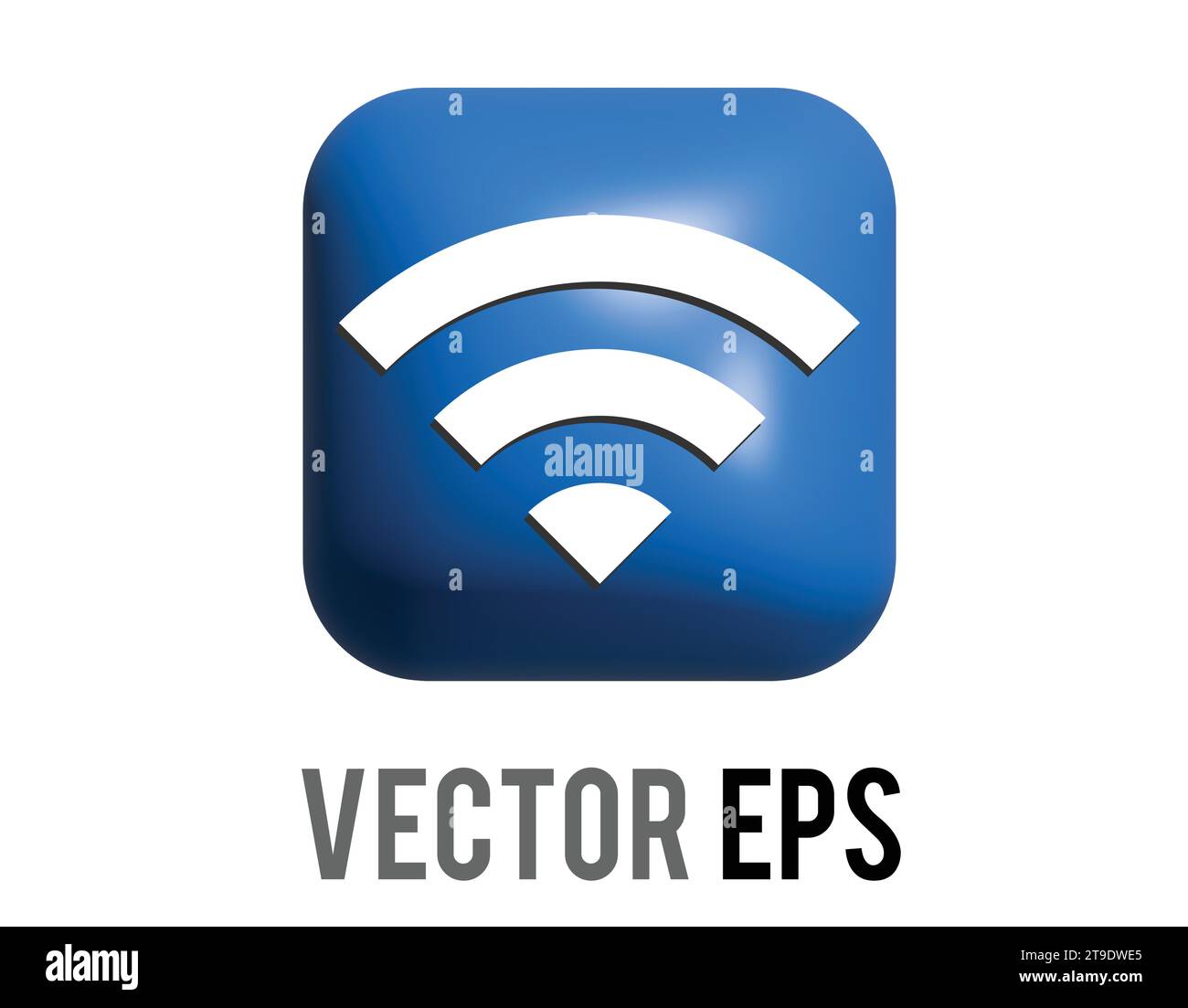 Gradient blue internet wireless WIFI button square 3D icon Stock Vector ...