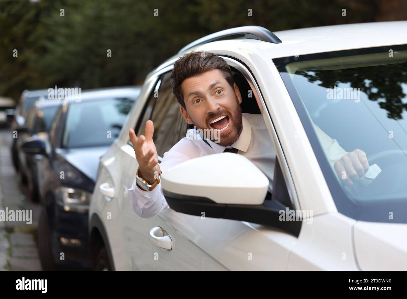 Man driver angry traffic jam hi-res stock photography and images - Alamy