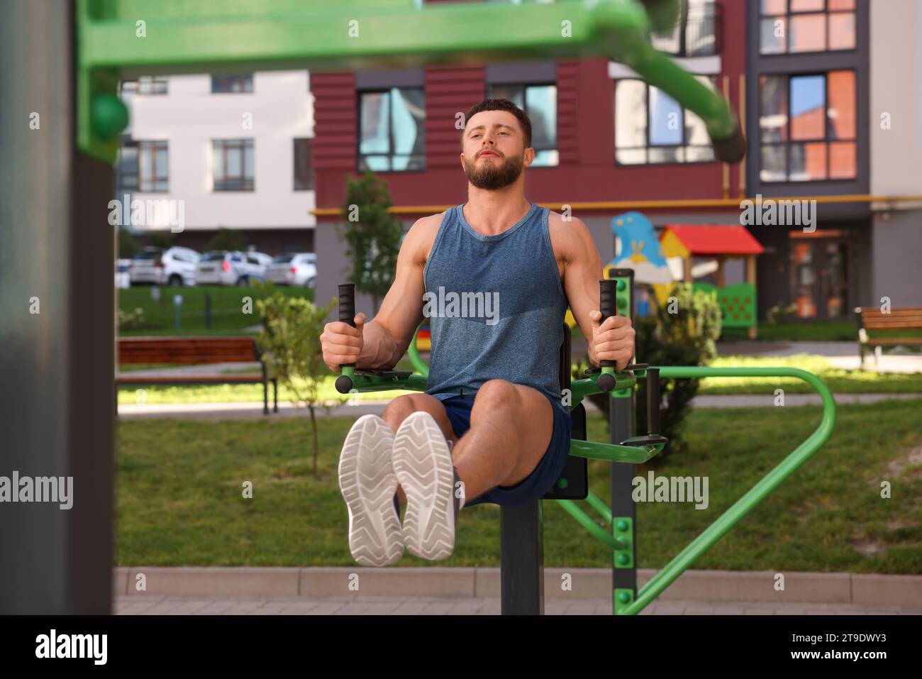 Gym machine leg lift hi-res stock photography and images - Alamy