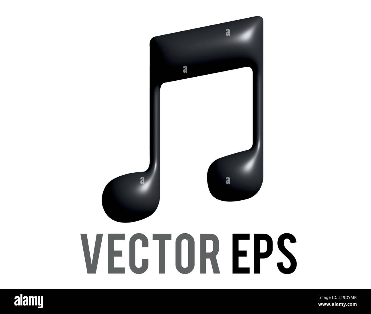 Vector black three eighth notes music note 3D icon, represent music or ...