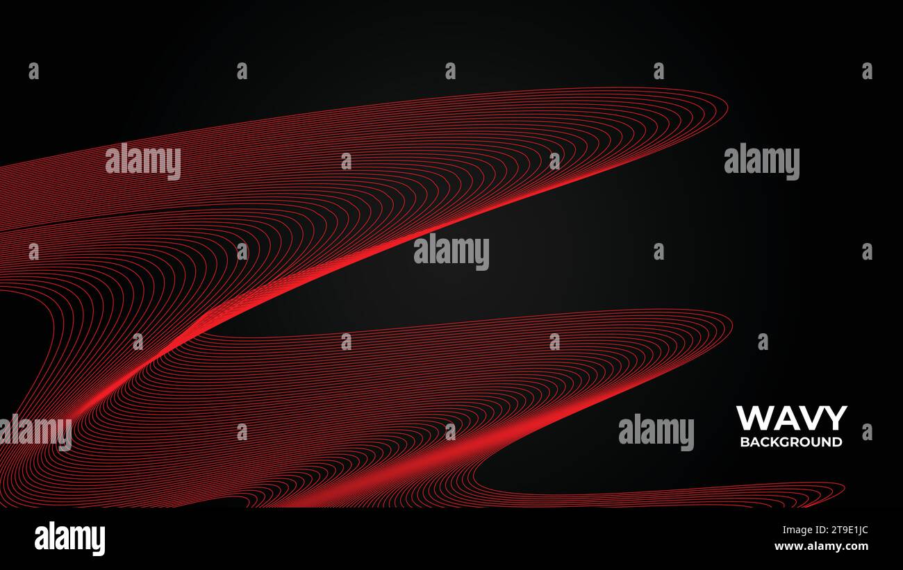 RED wave lines background gradient 3d flow vector image, red wavy ...
