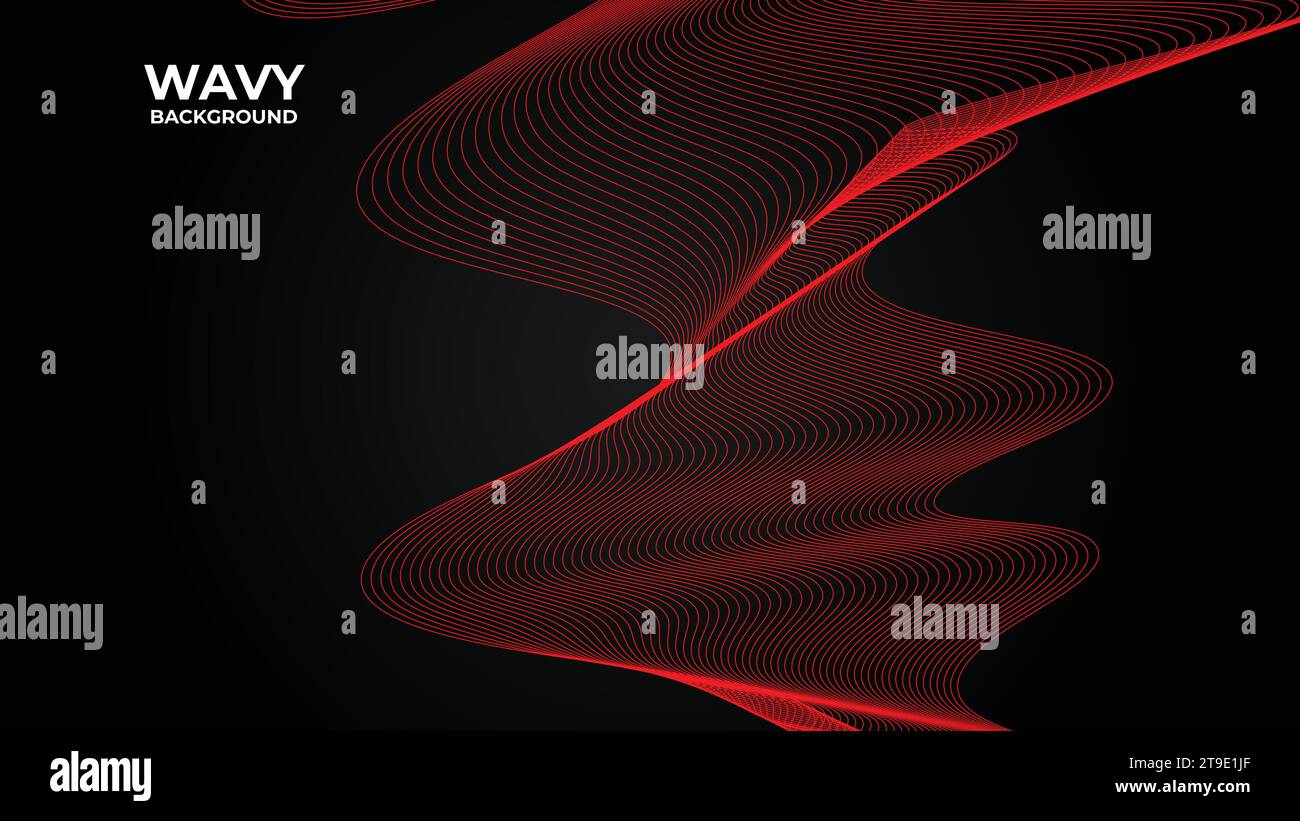 RED wave lines background gradient 3d flow vector image, red wavy ...