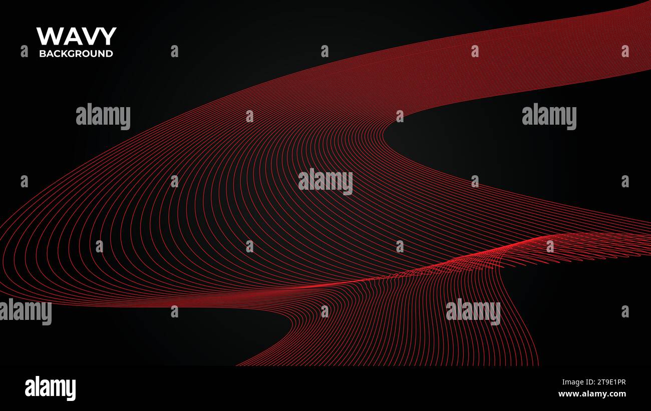 RED wave lines background gradient 3d flow vector image, red wavy ...