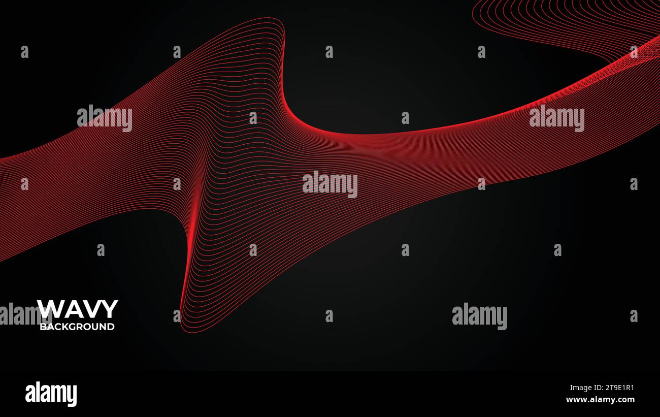 RED wave lines background gradient 3d flow vector image, red wavy ...