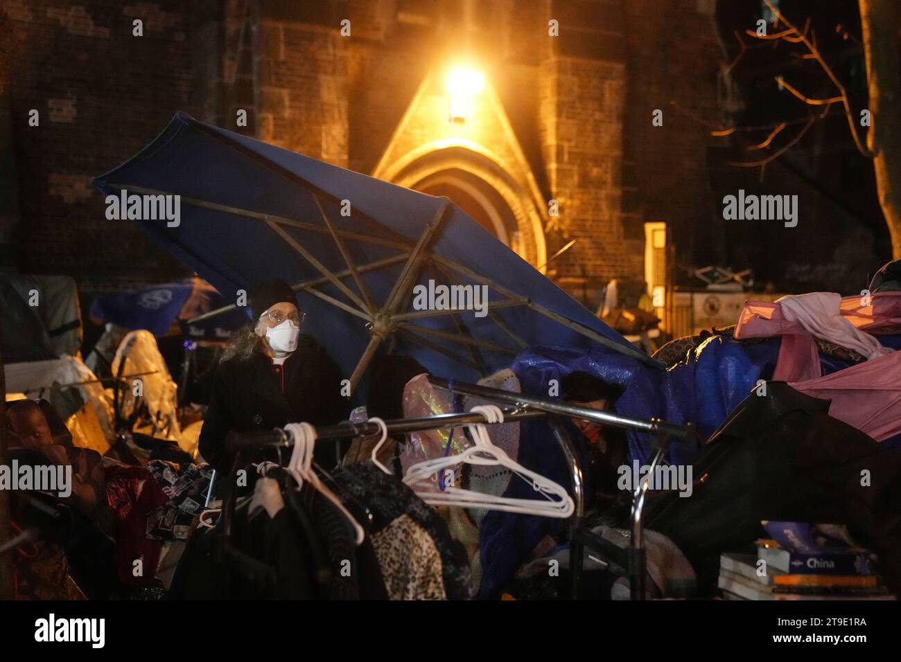 Toronto, Can. 24th Nov, 2023. Rev. Canon Maggie Helwig stands guard ...