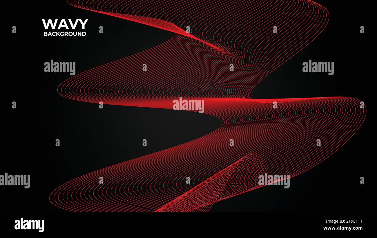 RED wave lines background gradient 3d flow vector image, red wavy ...