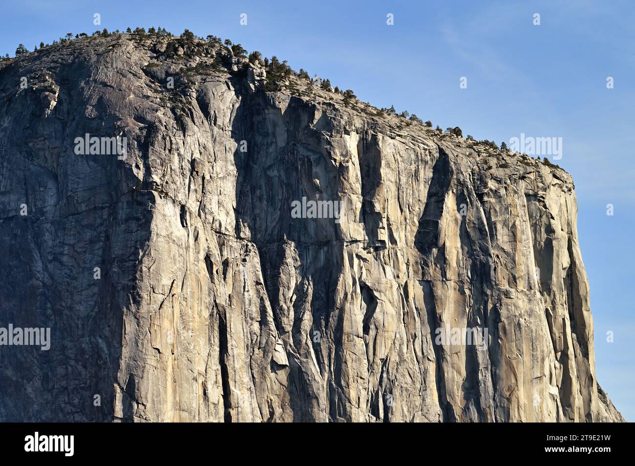 Yosemite National Park, California, USA. A closeup of the top and sheer ...