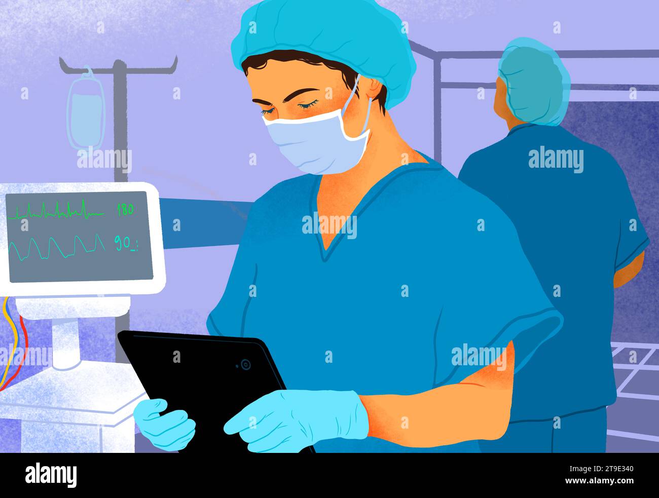 Doctor using digital tablet, illustration Stock Photo - Alamy