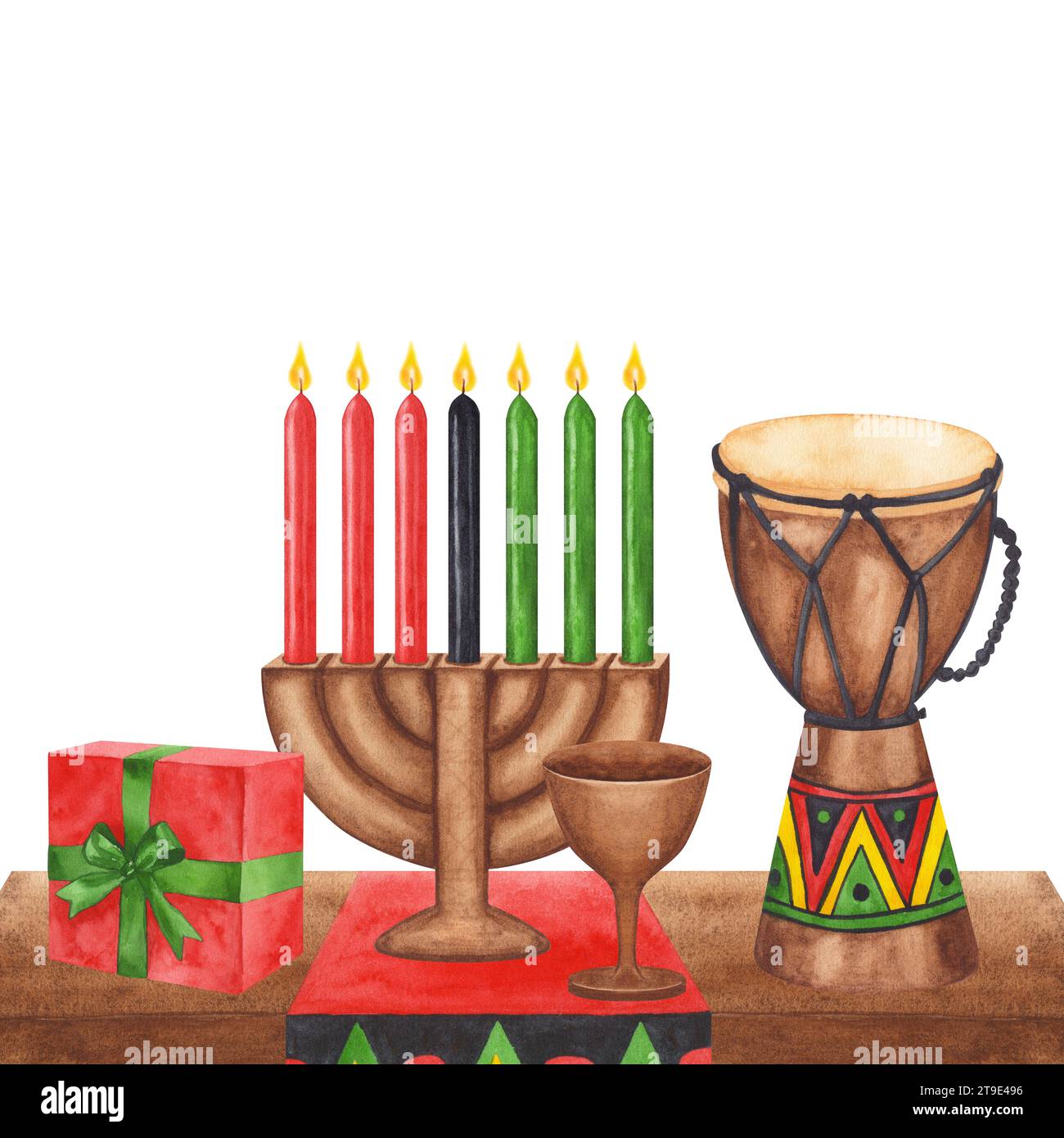 Postcard template for Kwanzaa. African-American holiday. Kinara, seven ...