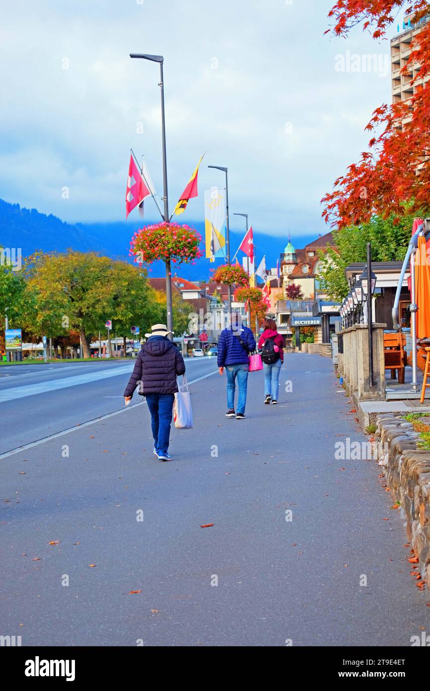Travelers walking on path walk in Interlaken, Switzerland, 16 October ...