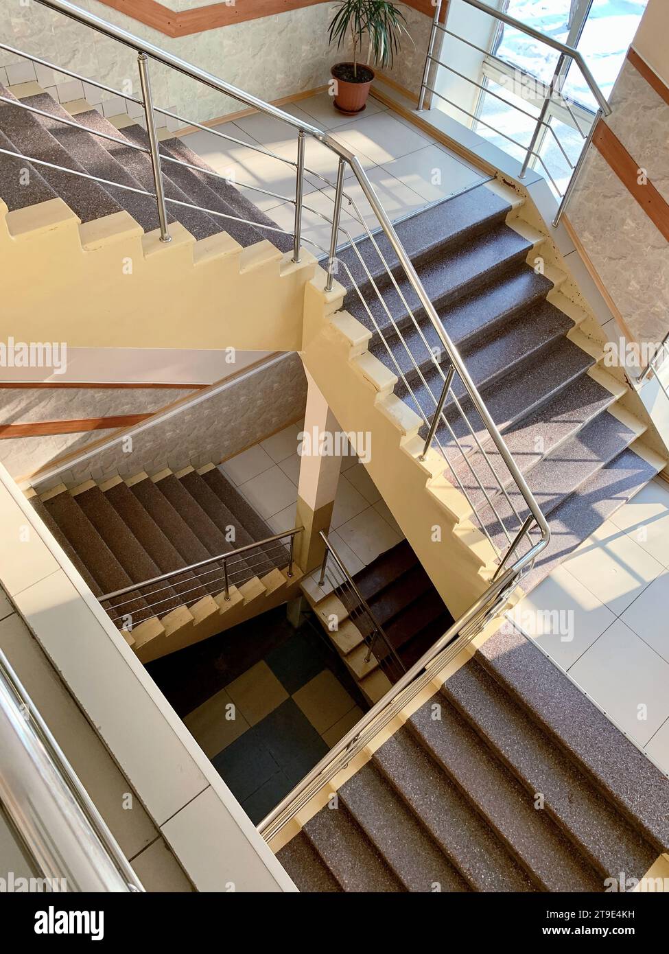 The stairs lead to the second and third floors of the hospital Stock ...