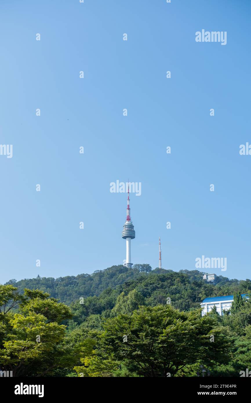 N Seoul Tower, also known as Namsan Tower or Seoul Tower, the landmark ...