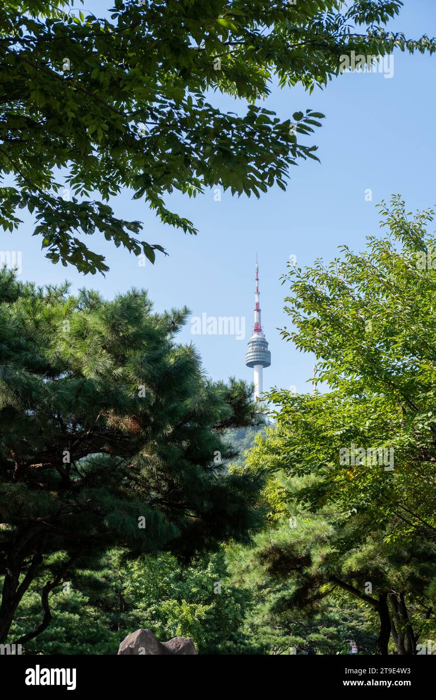 N Seoul Tower, also known as Namsan Tower or Seoul Tower, the landmark ...