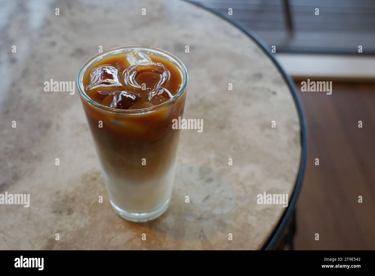 iced late in a transparent glass on cafe table outdoor Stock Photo - Alamy