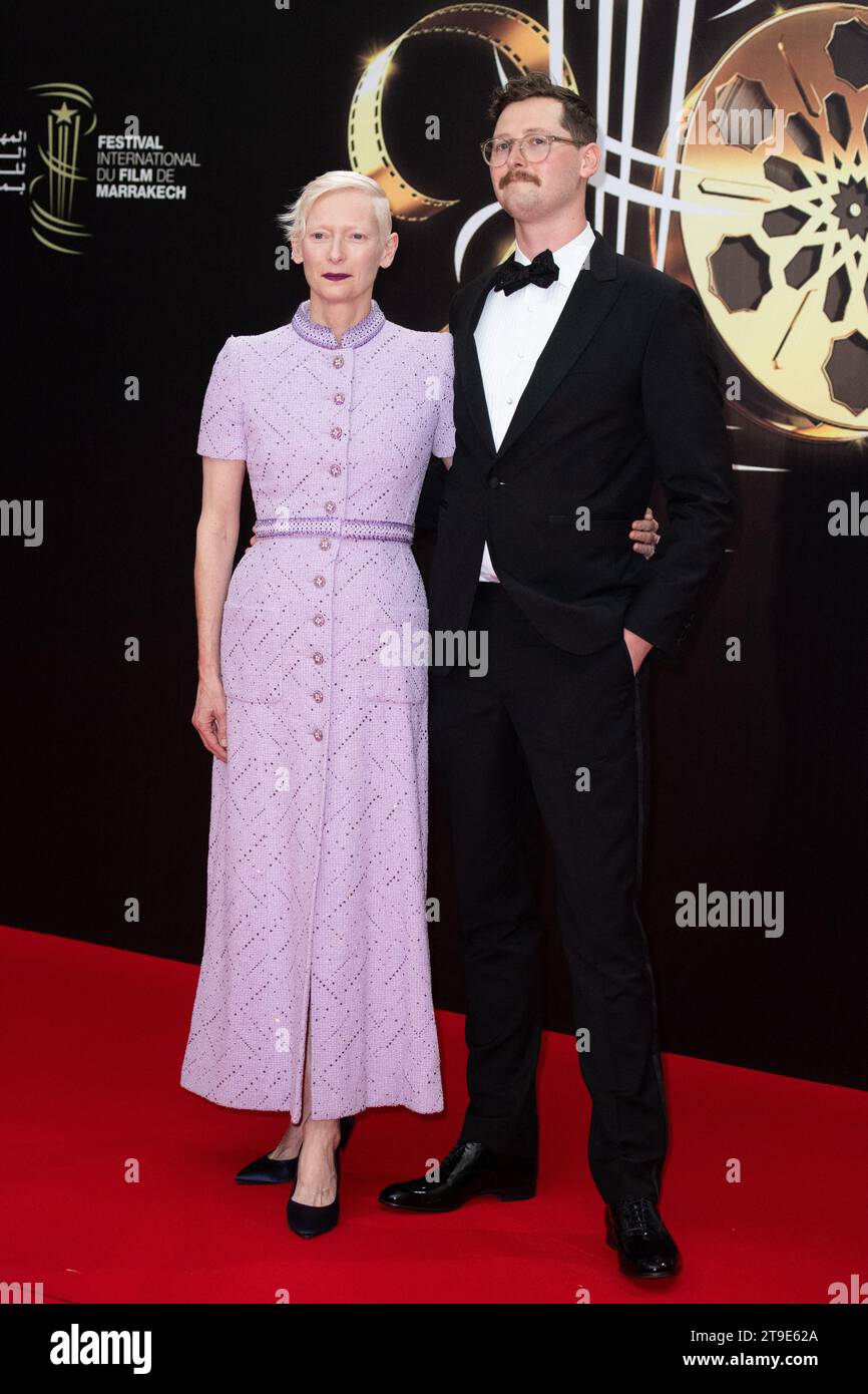 Tilda Swinton and Xavier Swinton Byrne attending the 20th Marrakech ...