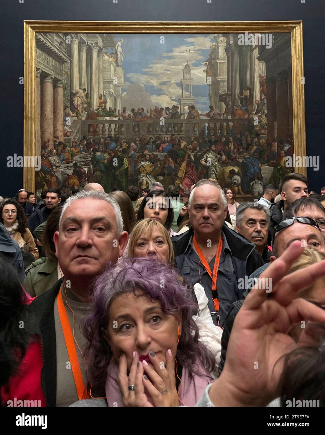 Visitors view Leonardo da Vinci's painting "The Mona Lisa" at the ...