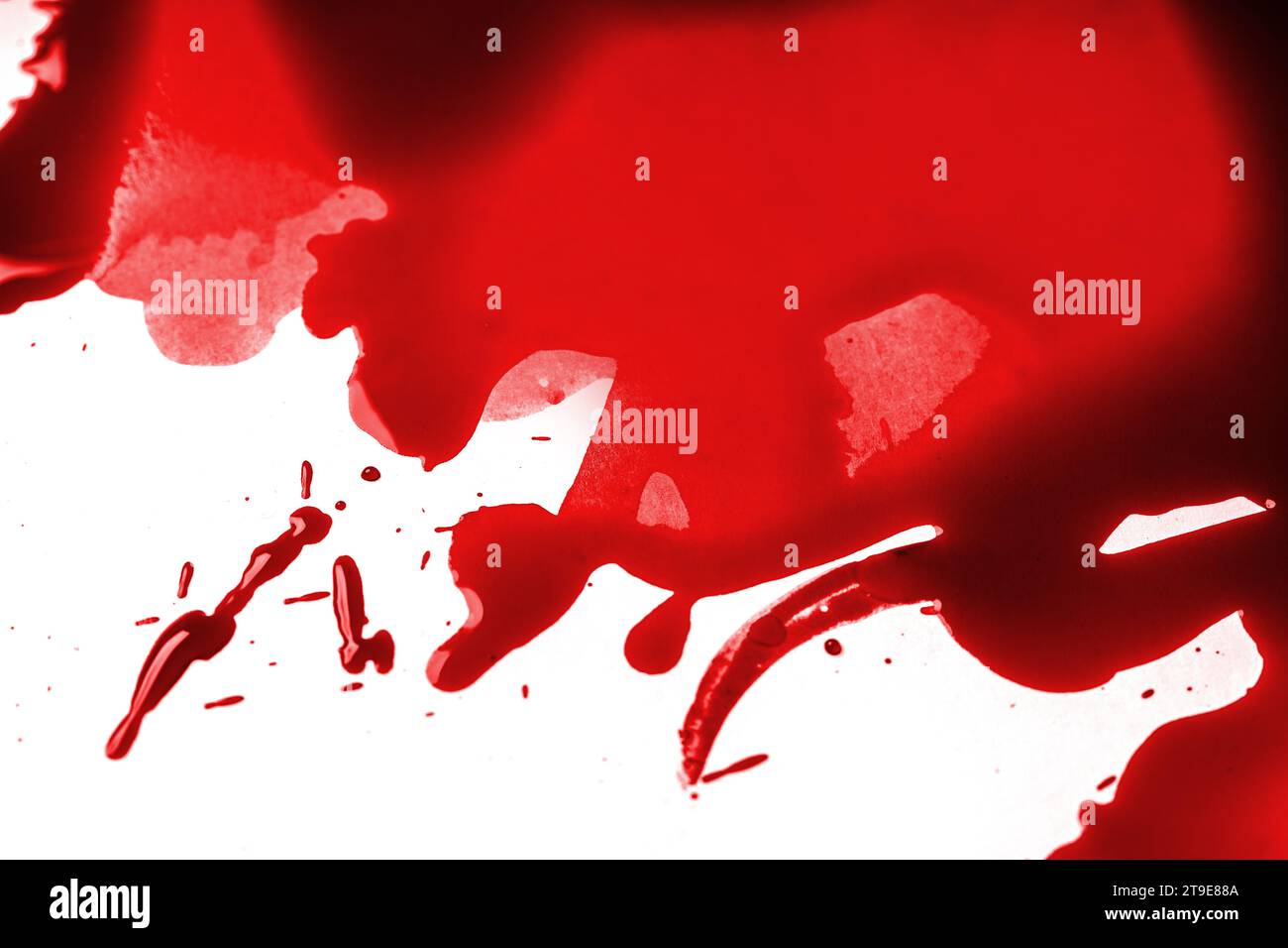 Pool of red paint looks like blood on white background. Graphic ...