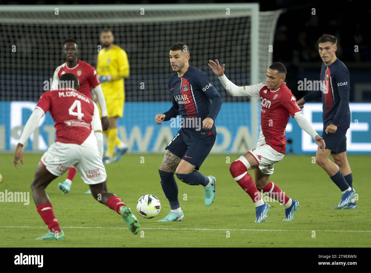 Lucas Hernandez of PSG, Vanderson de Oliveira Campos of Monaco during ...