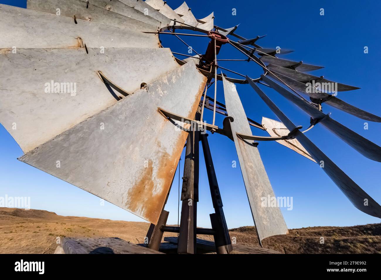Windmill pumping water for cattle on the range in Nebraska National ...