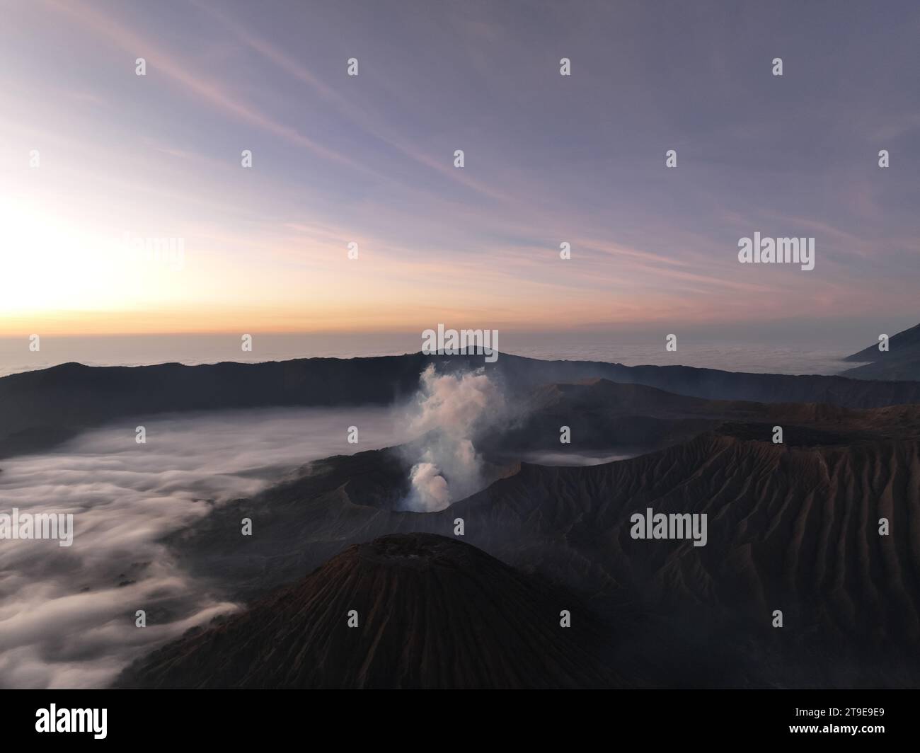Aerial view Mountains at Bromo volcano during sunrise sky,Beautiful ...