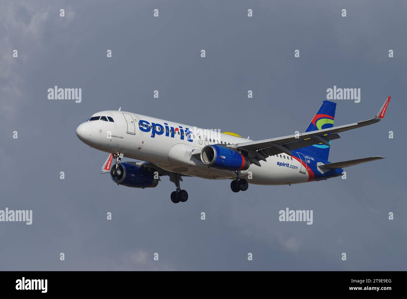 Spirit Airlines Airbus A320 shown on final approach to LAX, Los Angeles ...