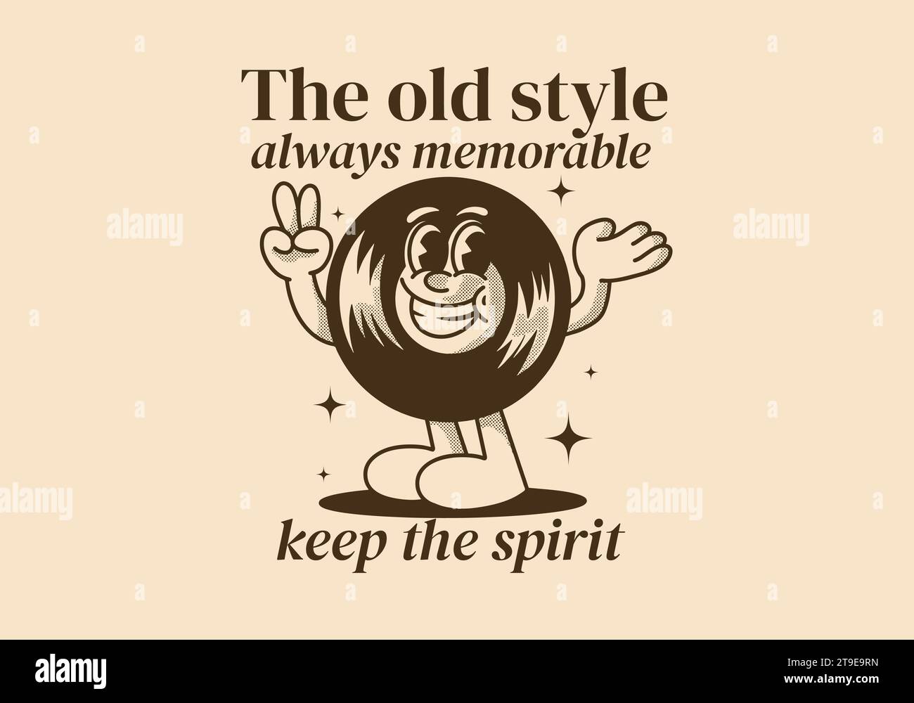 The old style always memorable. Vintage character illustration of vinyl ...