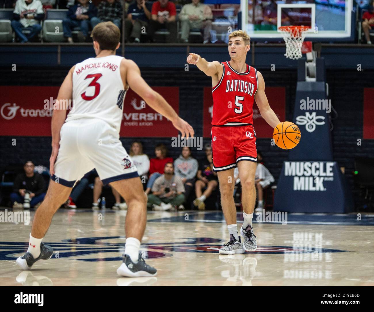 November 24 2023 Moraga CA, U.S.A. Davidson Wildcats guard Grant ...