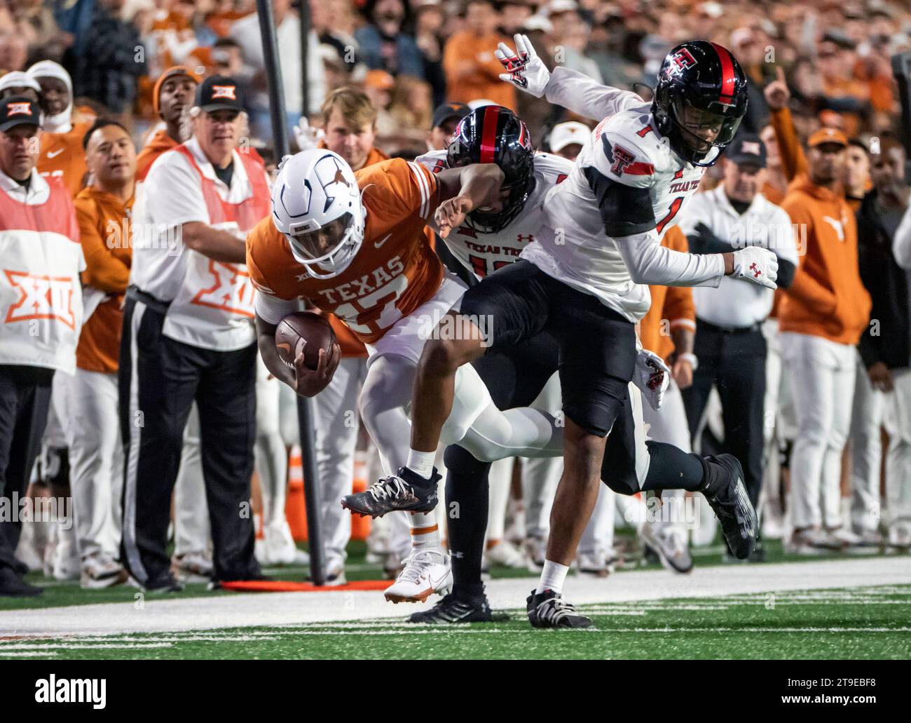 Texas Tech defenders Dadrion Taylor-Demerson, right, and lBen Roberts ...