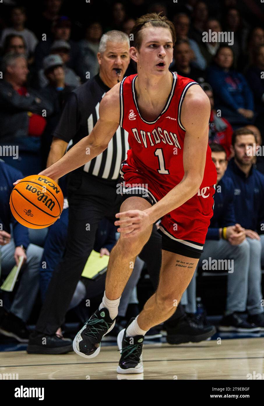 November 24 2023 Moraga CA, U.S.A. Davidson Wildcats guard Reed Bailey ...