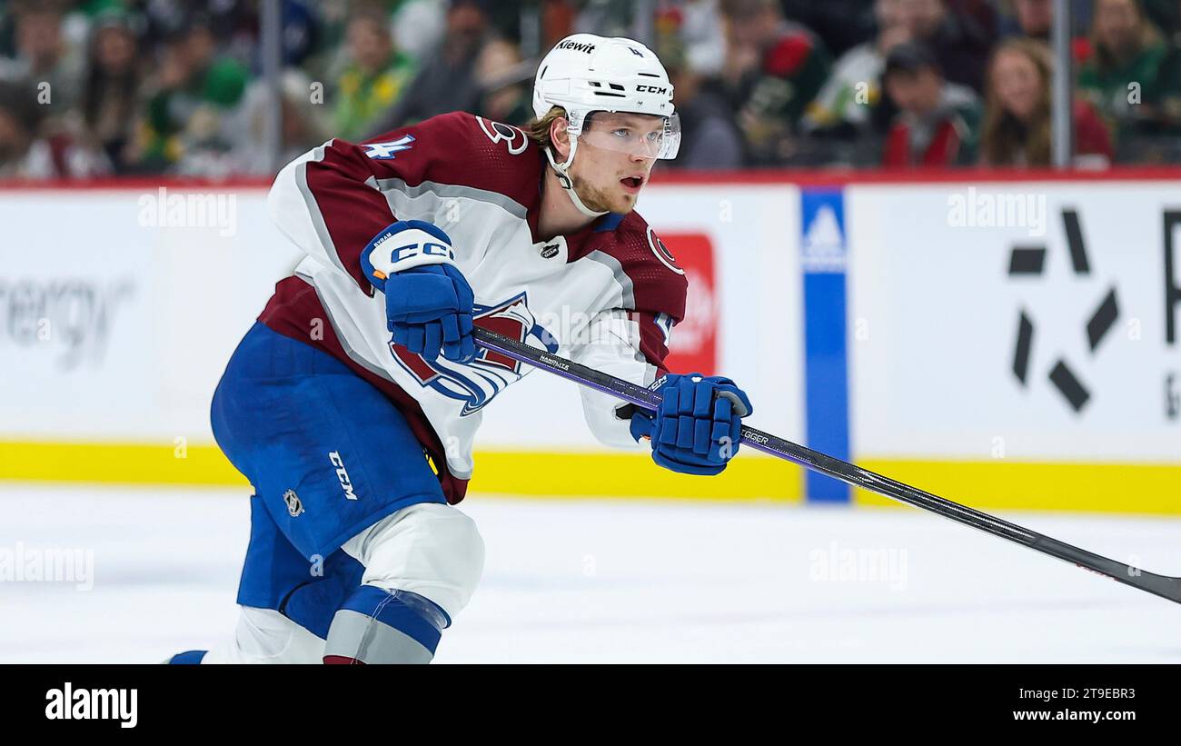Colorado Avalanche defenseman Bowen Byram (4) in action during the ...