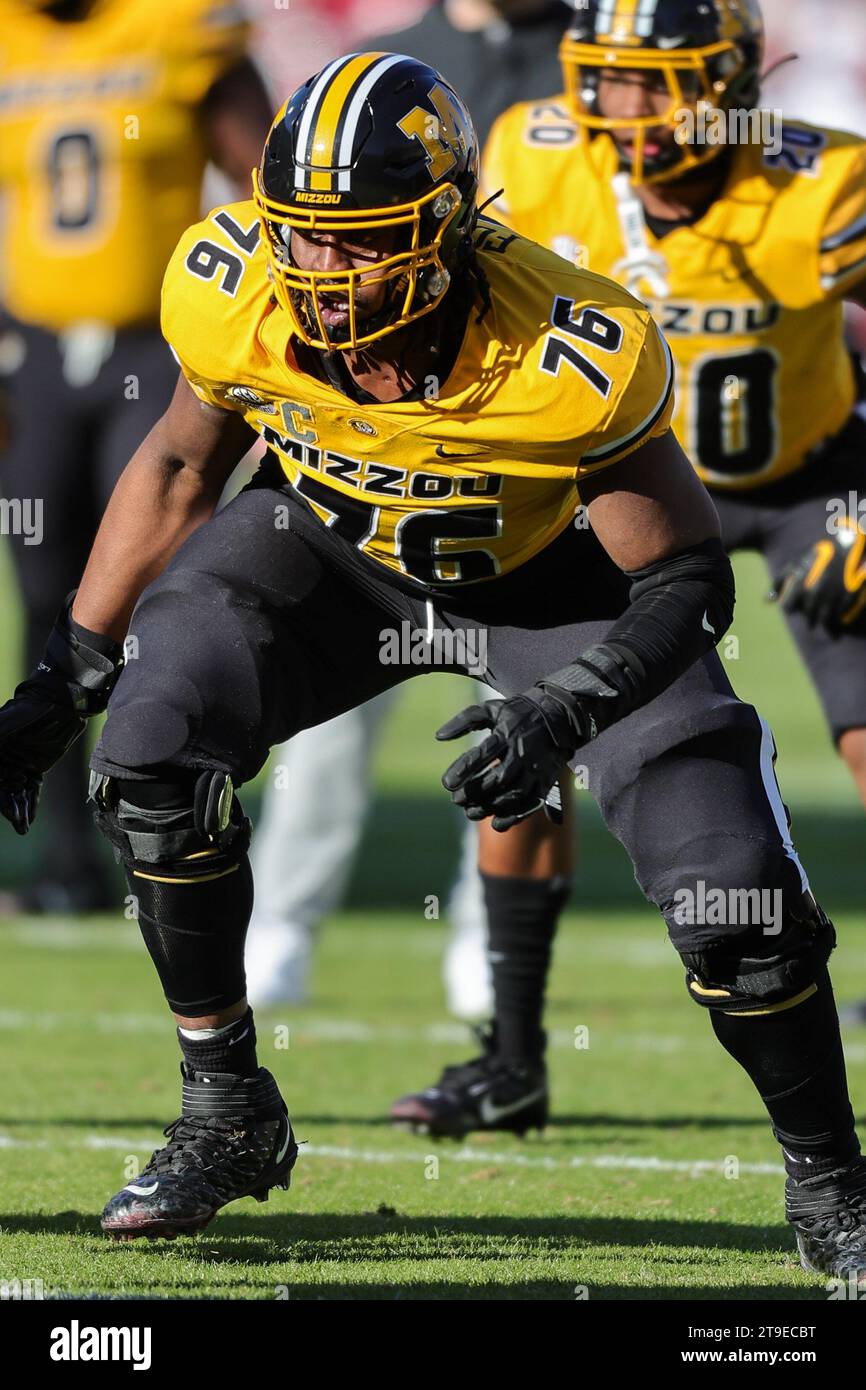 November 24, 2023: Javon Foster #76 Missouri offensive lineman takes a ...